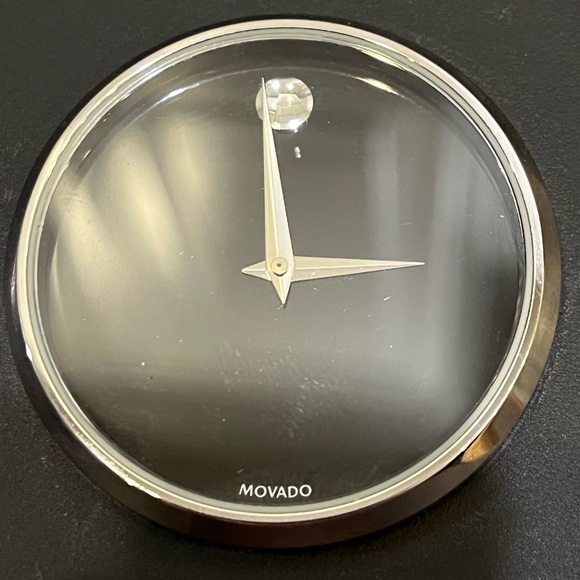 Movado | Accents | Movado Desk Office Work Clock Black Untested Vintage ...